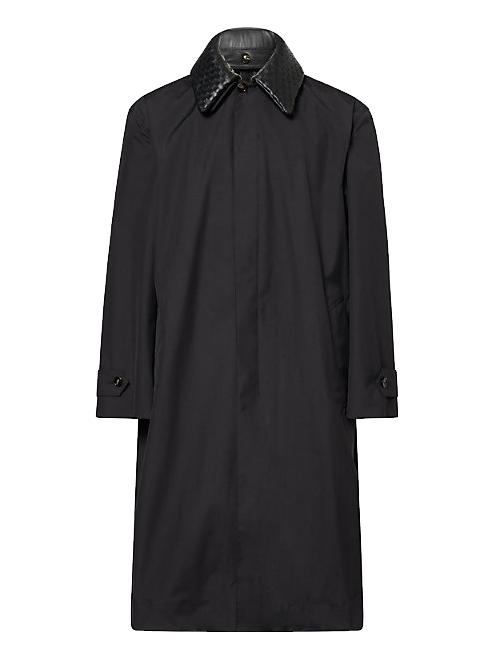 BOTTEGA VENETA Bottega Veneta Technical Wool and Silk-Blend Coat with Detachable Leather Collar